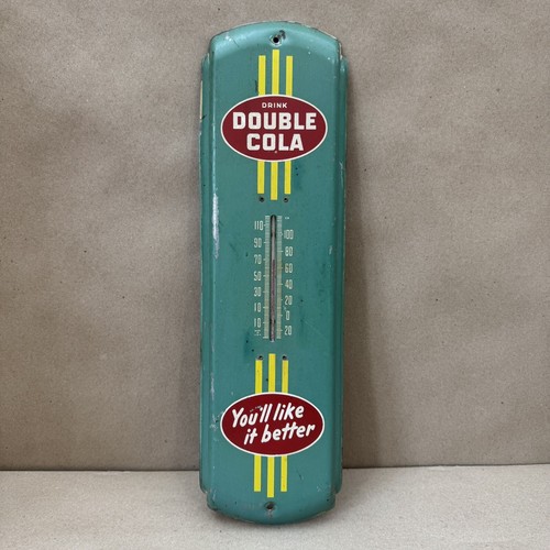 DOUBLE COLA Thermometer Soda Tin Sign Great Aged Colors Advertising ...