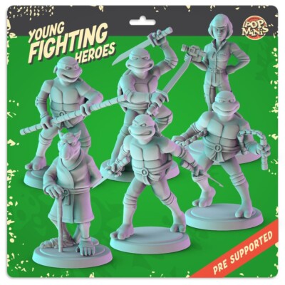 UNPAINTED TMNT Ninja Turtles Set of 6 3d Printed Models | eBay