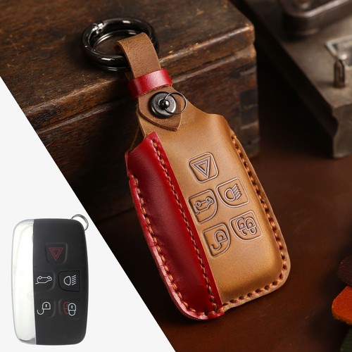 Leather Remote Key Fob Cover Case Shell Holder for Land Rover Jaguar XE ...