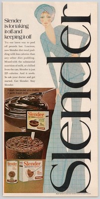 Slender Diet Pudding Carnation Chocolate Woman Meal Calories 1973 Print ...