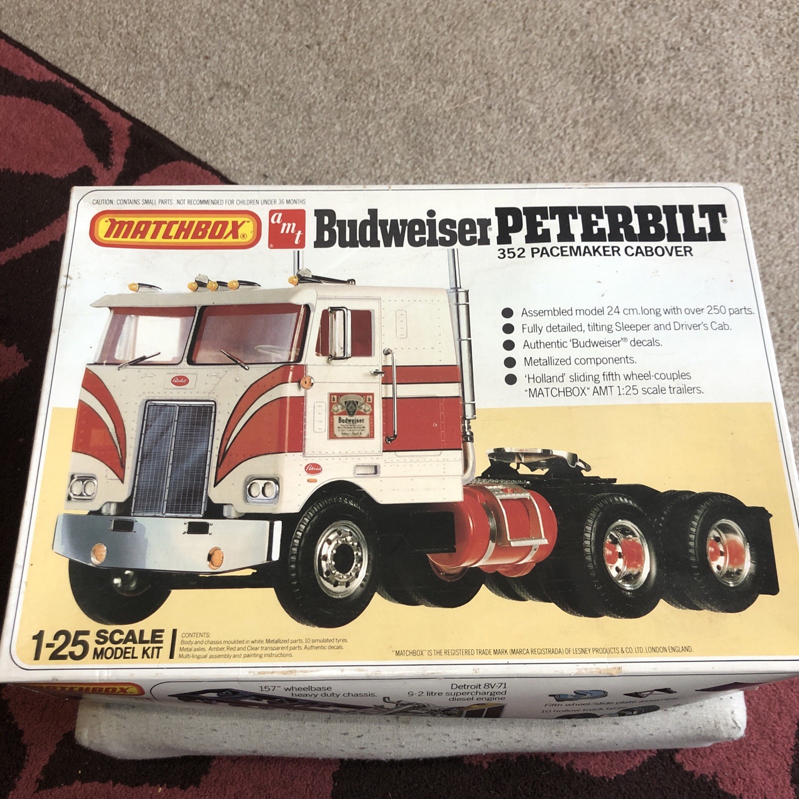 MATCHBOX AMT 1:25 KIT BUDWEISER PETERBILT 352 PACEMAKER CABOVER TRUCK ...