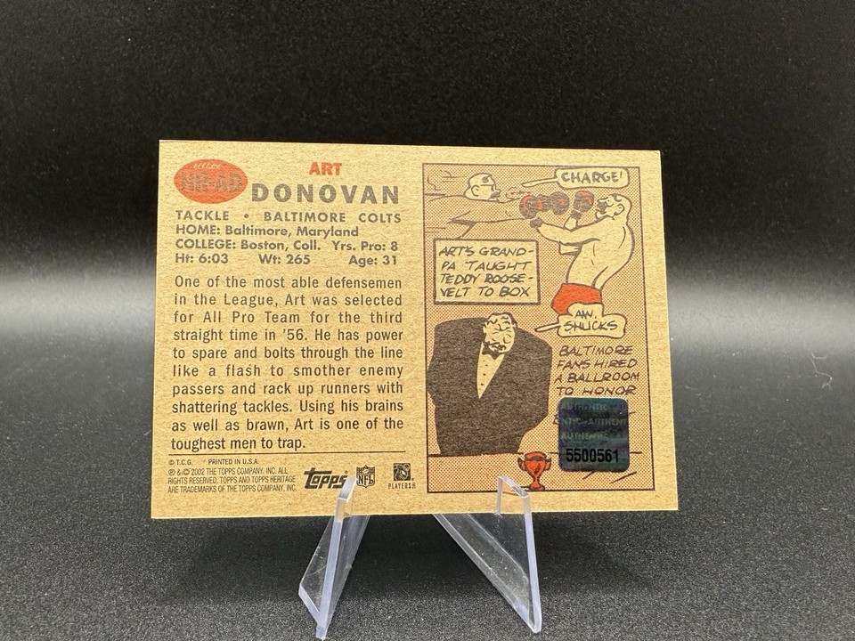 Art Donovan 2002 Topps Heritage Auto Blue Ink #HR-AD Autograph HOF ...
