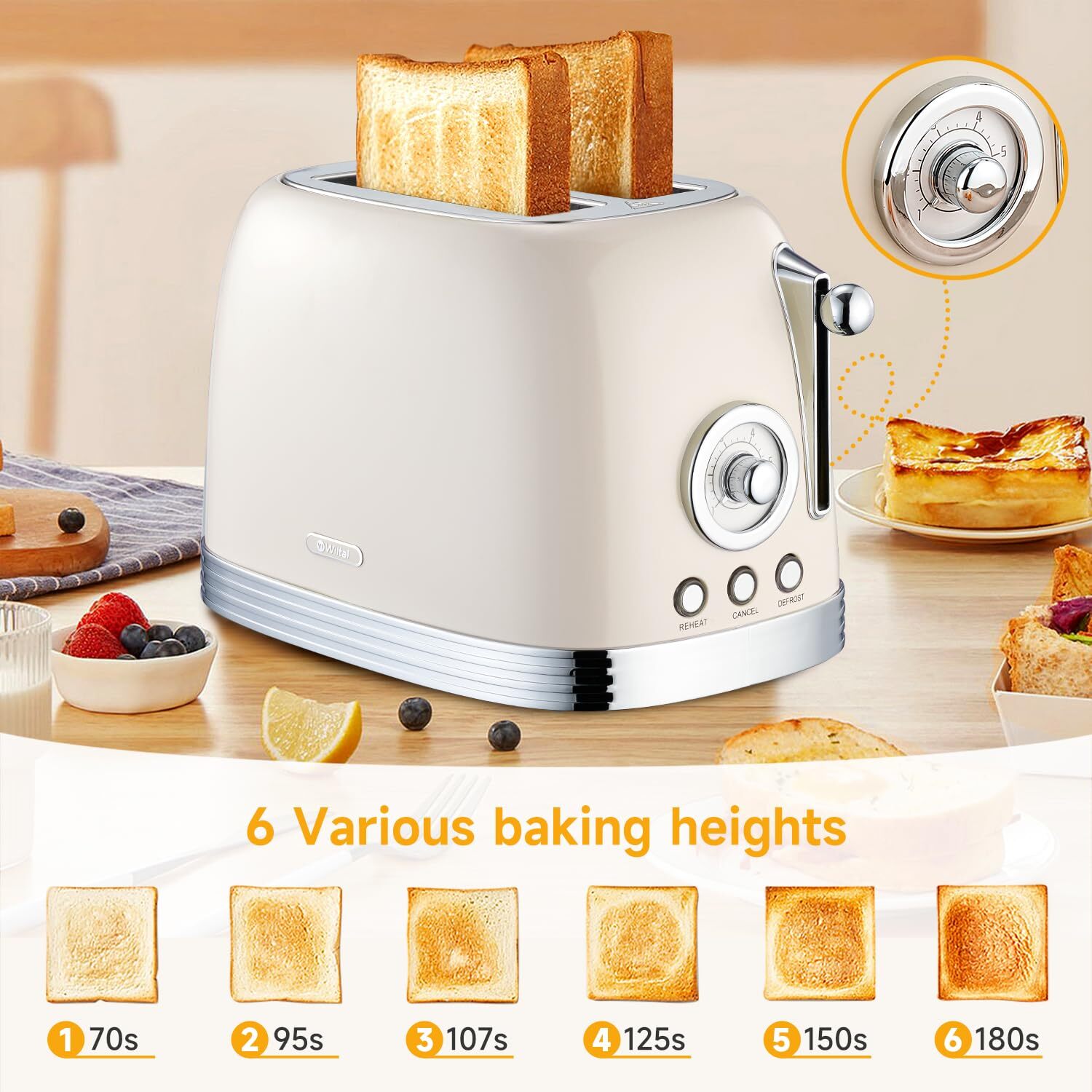 Toaster Retro 2 Slice Vintage Toaster White Toaster With Stainless ...
