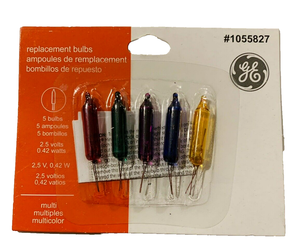 2.5 volt GE Christmas Light Bulbs Multi Color Mini for 50 100 150 ...