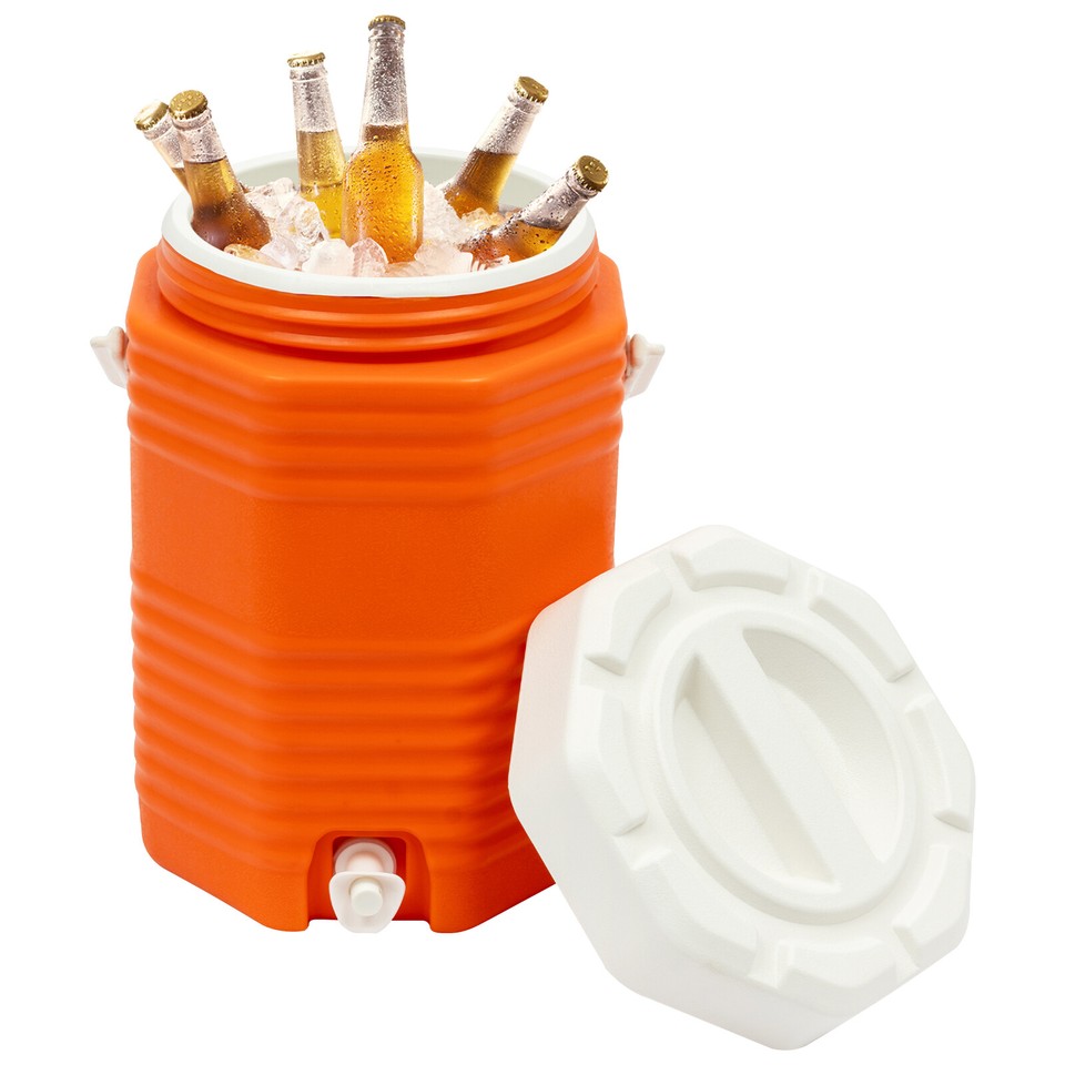 9L Portable Insulated Drink Cooler PU Round Insulated Beverage Cooler ...