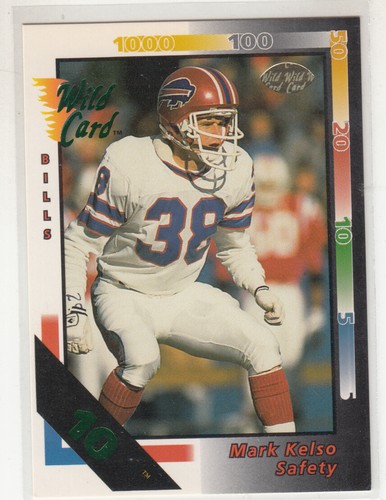 MARK KELSO 1992 Wild Card NFL #204 Parallel 10 Stripe Buffalo Bills NM ...