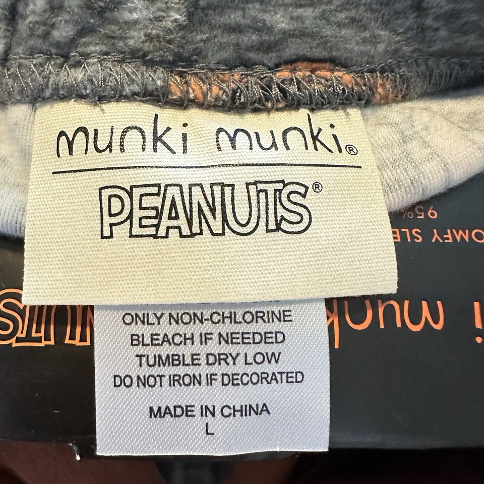 Munki Munki Snoopy Halloween Pajama Short 2 Pack Velour Orange Gray Size Large | eBay UK