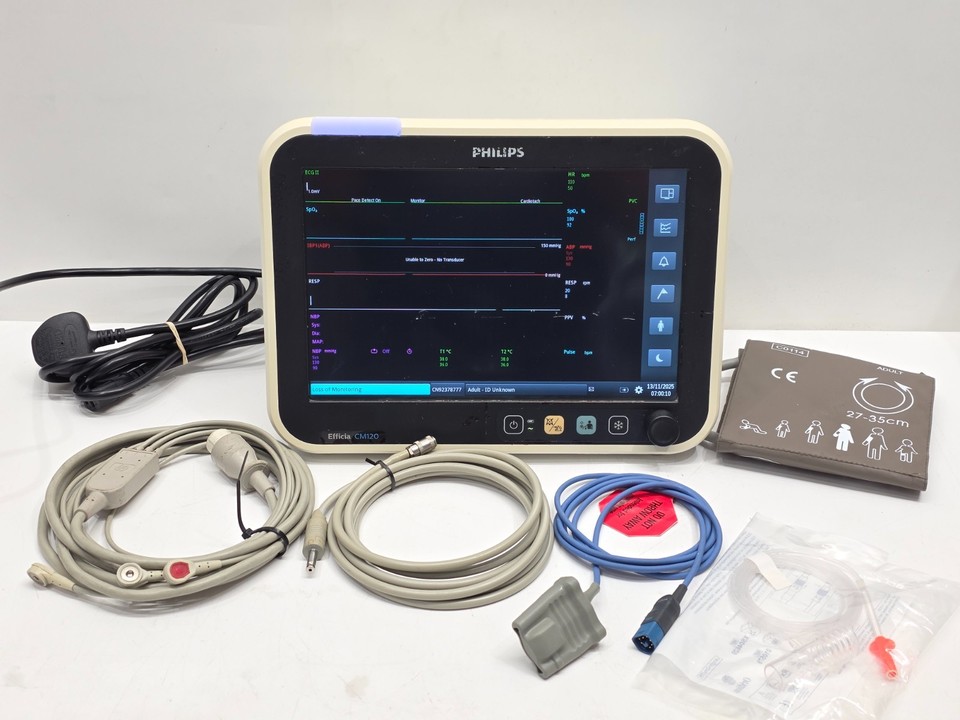 PATIENT MONITOR PHILIPS EFFICIA CM120 ETCO2,ECG,NIBP,SPO2 MONITORING ...