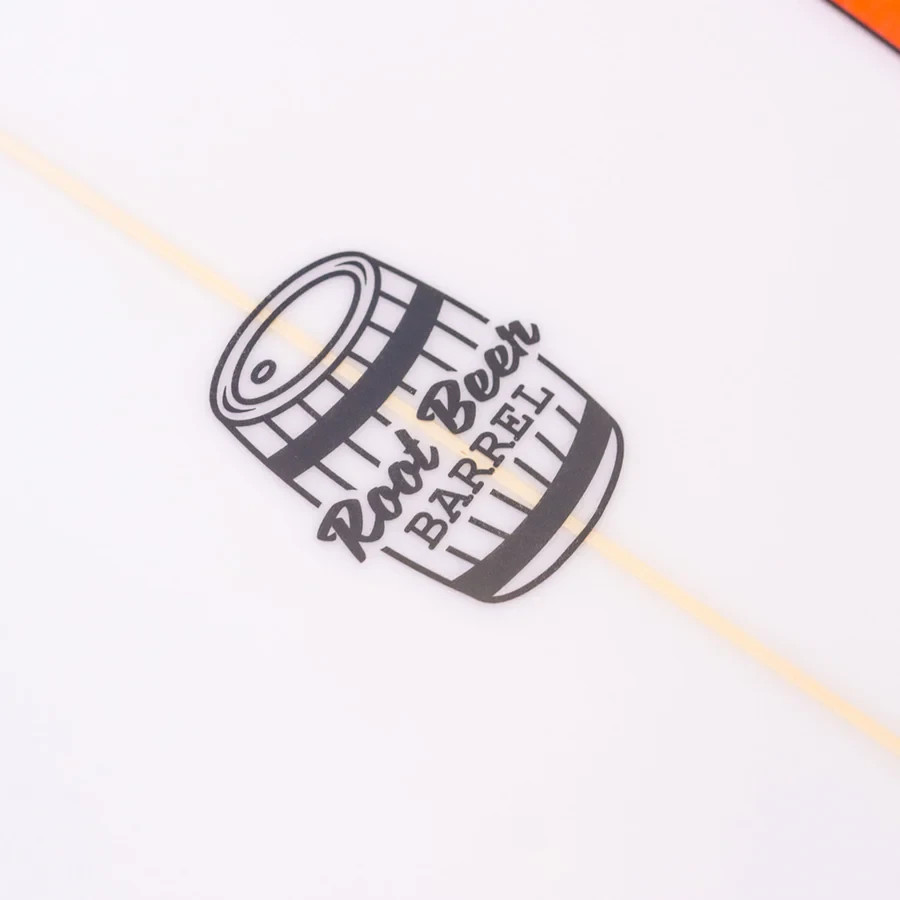 Brand New 5'8" Root Beer Barrel Surfboard - White/Red Rails - 5 Futures ...