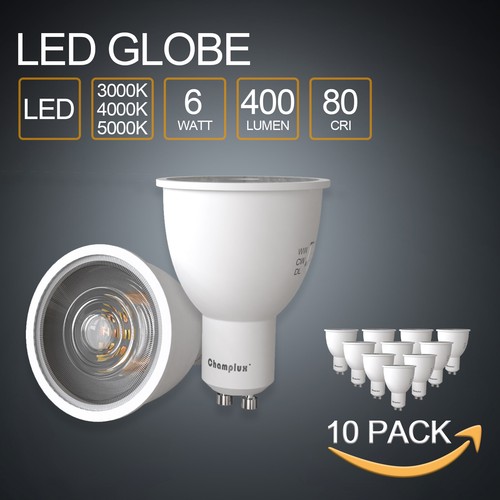 10PCS GU10 LED Spot Light Bulb 6W 3000K/4000K/5000K Tri-color Globes ...