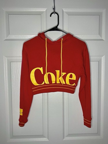Coca Cola Top Red Long Sleeve Crop Top Casual Ladies Hoodie Size Extra ...