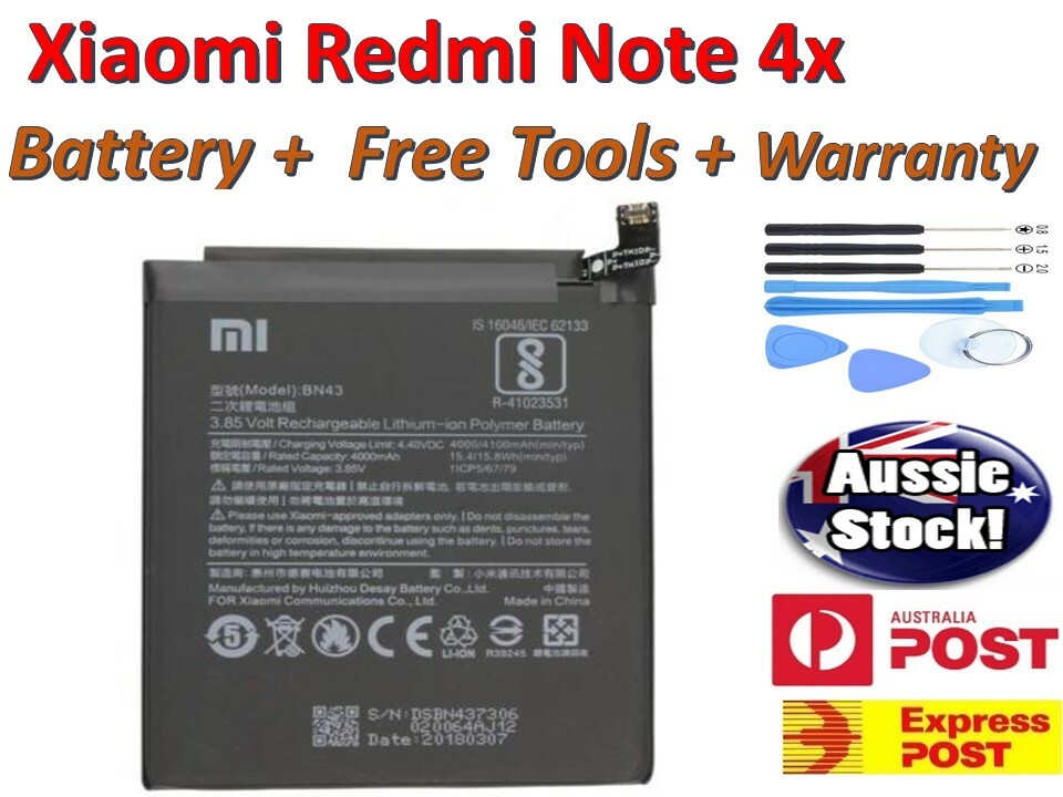 Fast Charging Xiaomi Redmi Note 4X Battery BN43 4100mAh + 2 Year ...