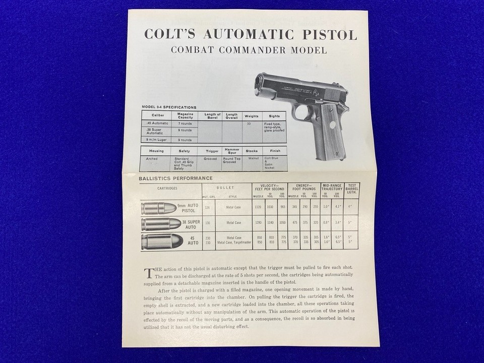 1973 Colt Combat Commander 2-piece Box With Paperwork *VINTAGE FACTORY ...