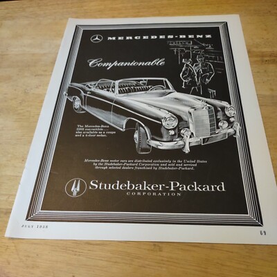1958 Mercedes-Benz 300d Studebaker 10"x6.5" Paper Advertisement Print ...