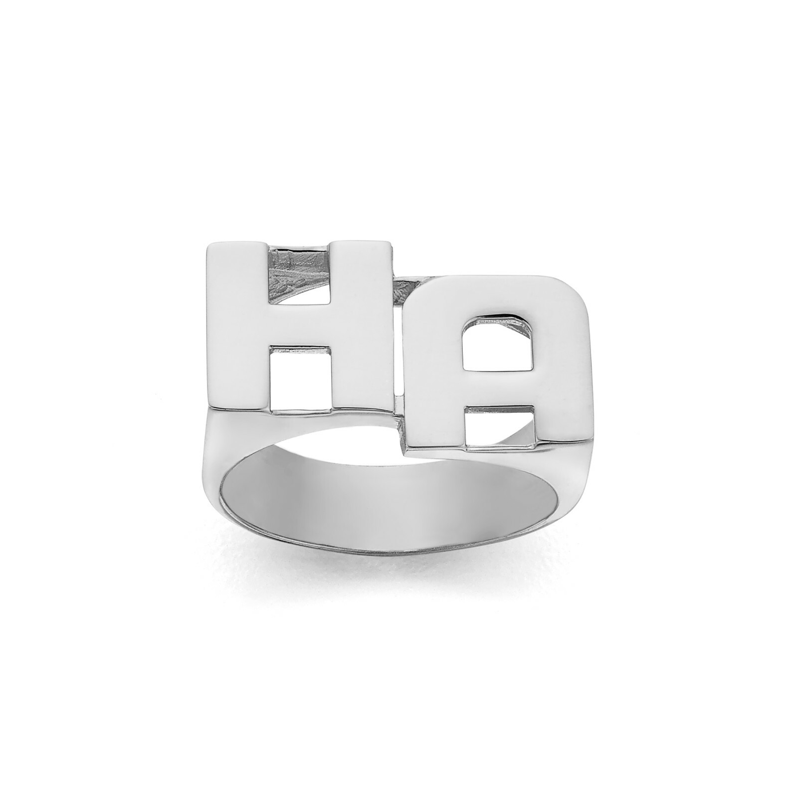 Sterling Silver 10mm Diagonal Two Block Letter Initial Ring | Item ...