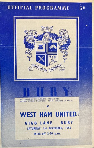 Bury v West Ham United Div 2 1956/57 | eBay UK