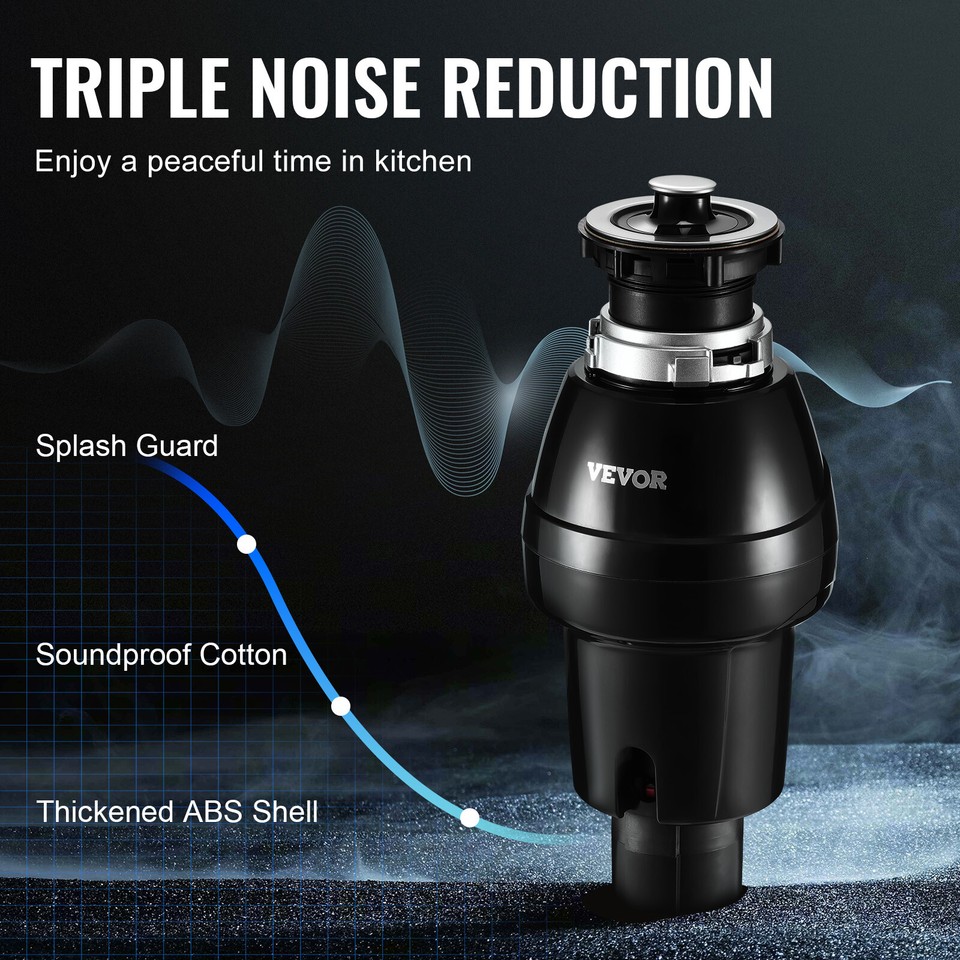 Garbage Disposal 3/4 HP Continuous Food Waste Disposer 3250RPM EZ ...