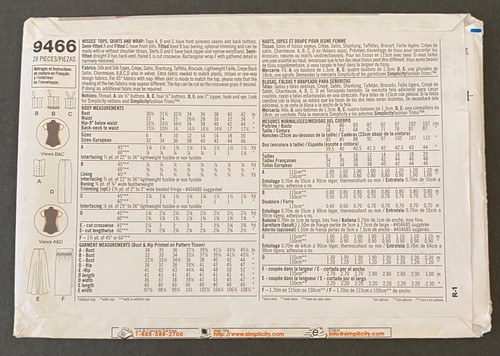 Simplicity Pattern 9466 Misses' Formal Tops Skirts and Wrap Sizes 14 16 ...