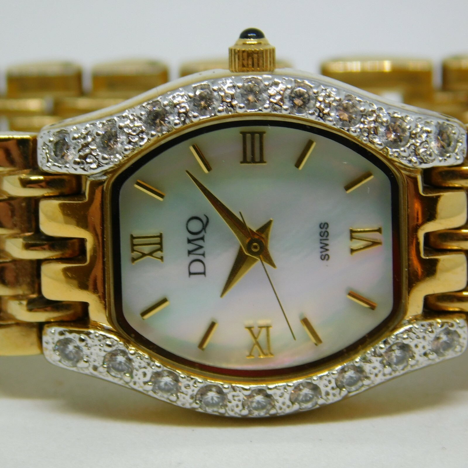 Diamonique DMQ Ladies Gold Tone Diamon Wrist Watch Swiss Made Dq/4018 ...