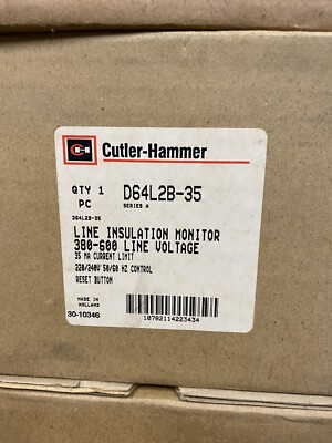 CUTLER HAMMER D64L2B-35 LINE INSULATION MONITOR CURRENT LIMIT 35 mA | eBay