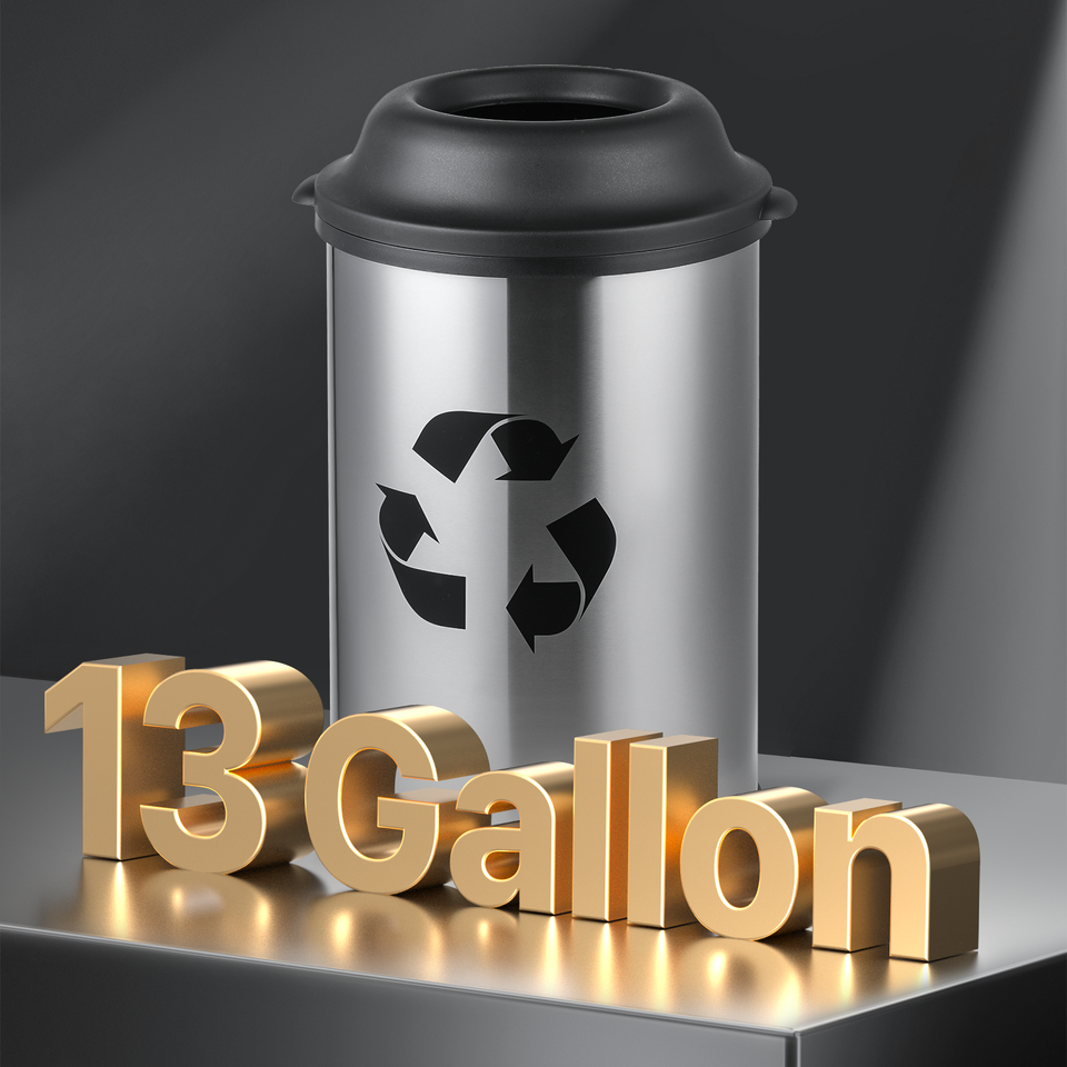 13 Gallon Commercial Trash Can Dome Top Black Dustbin Waste Garbage ...
