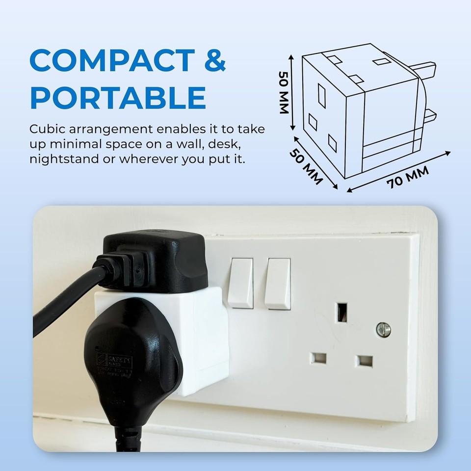 Double Dragon 13A 2-Way 3-Pin Multi Plug Adapter | Converts 1 Plug into ...
