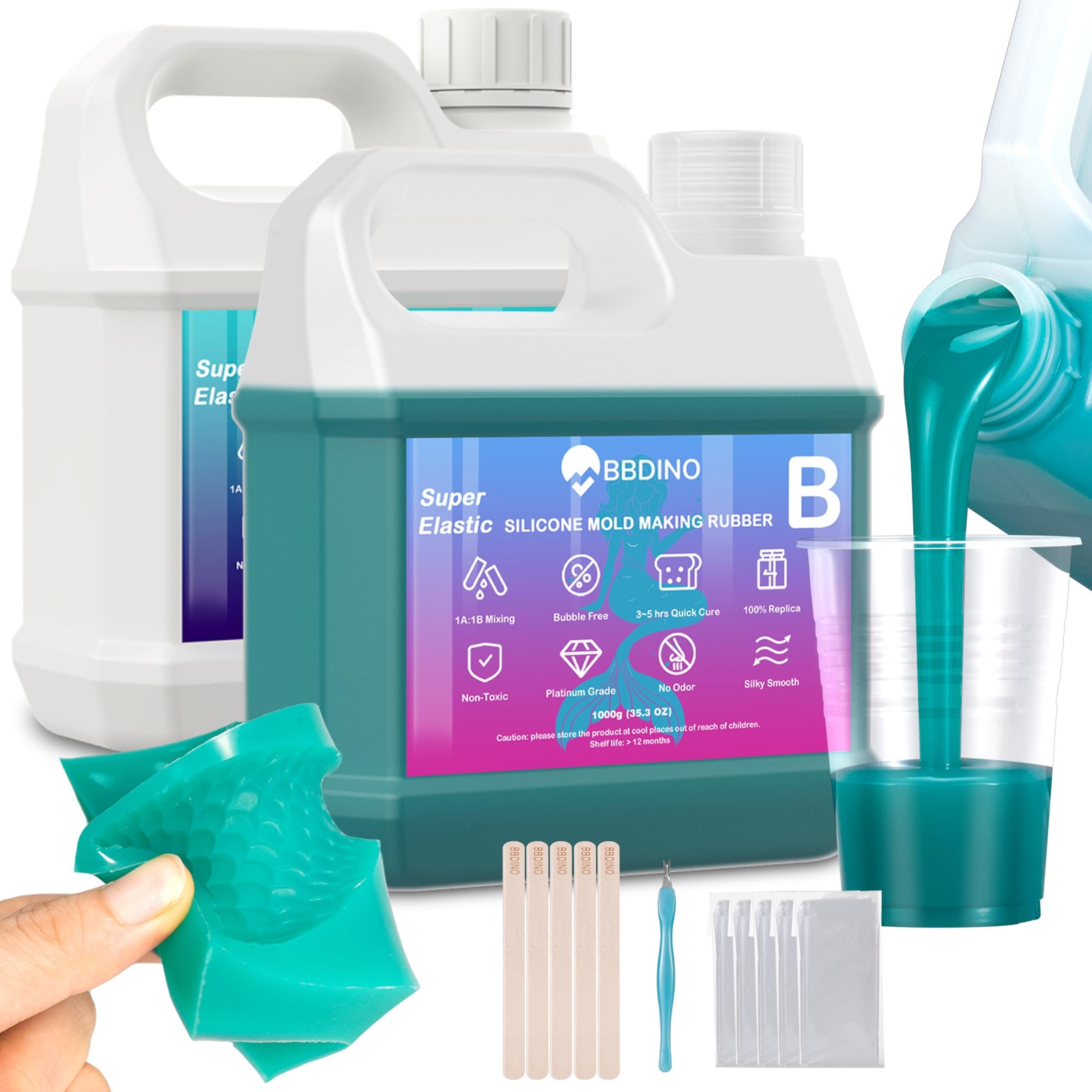 Super Elastic Silicone Mold Making Kit 70.56 Oz, Liquid Silicone for ...