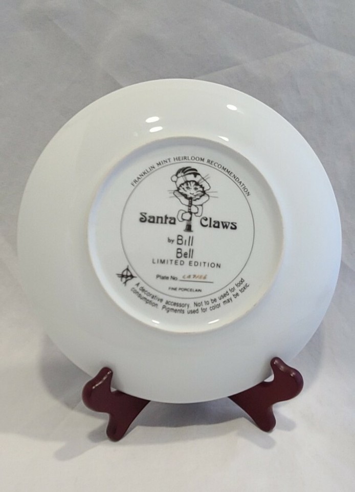 SANTA CLAWS by Bill Bell Franklin Mint Christmas CATS Collector Plate ...