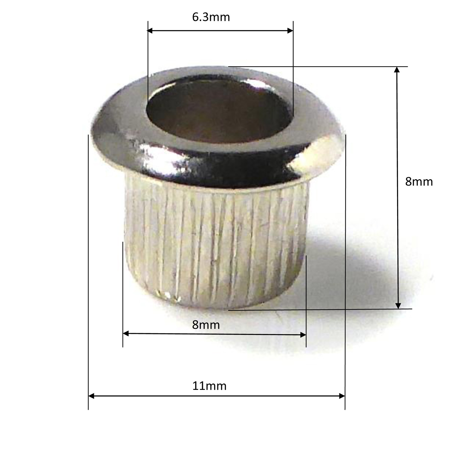 Guitar Machine head ferrules, bushing 6mm shaft 8mm hole Chrome Black ...