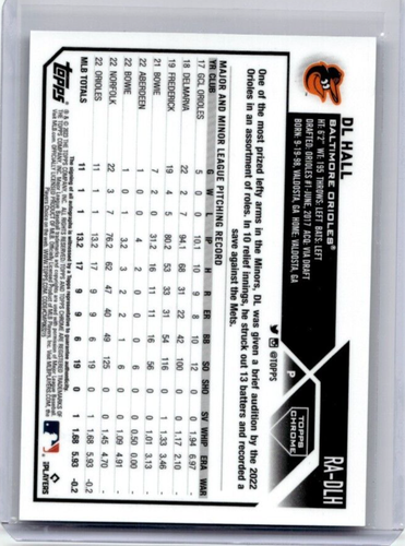 2023 Topps Chrome - Rookie Autographs DL Hall #RA-DLH Purple Refractor ...