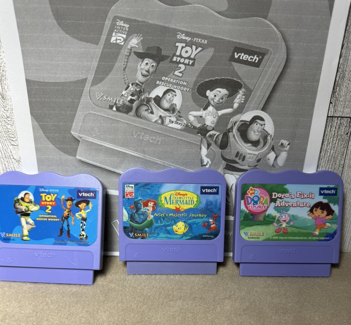 Vtech Vsmile Game Cartridges Lot Of 3 Disney Toy Story Little Mermaid ...