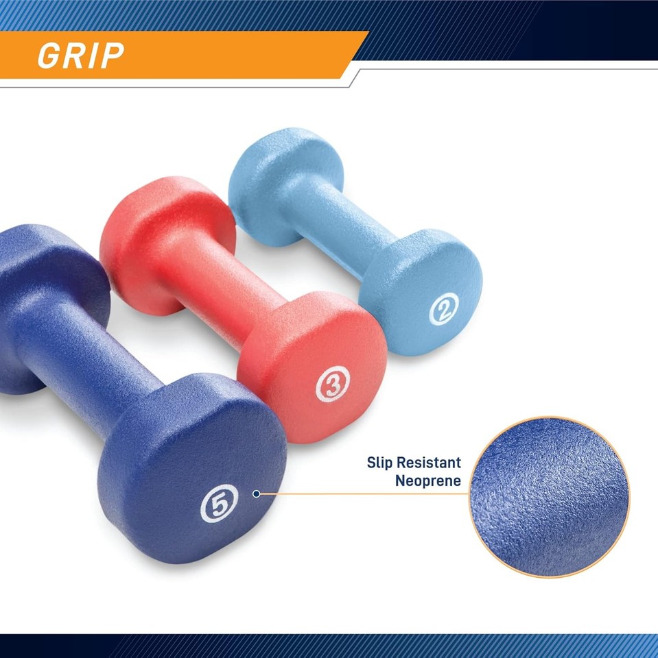 Marcy Colored Neoprene Dumbbell 21 Pound, K. Multi - 3 Pairs Set (2-,3 ...