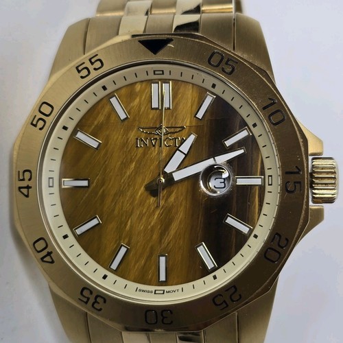 Invicta Tiger Eye Stone Dial Watch Men's Quartz 47mm Gold 0103 | eBay