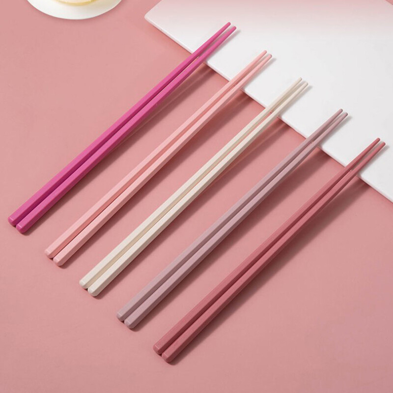Macaron Hexagon Alloy Chopsticks Non-slip Chopstick Minimalist Color ...
