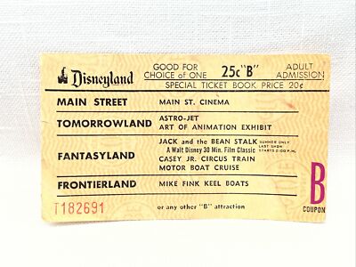 Disneyland Vintage B TICKET Very Rare Jack In The Bean Stalk Ticket d12 ...