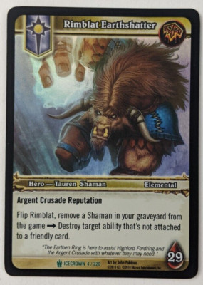 Rimblat Earthshatter FOIL World of Warcraft TCG CCG Icecrown WOW Card ...