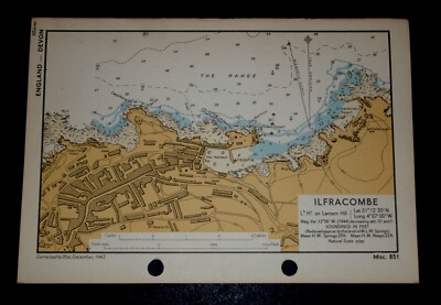 ILFRACOMBE, Devon rare WW2 Naval Map 1943 topology | eBay UK
