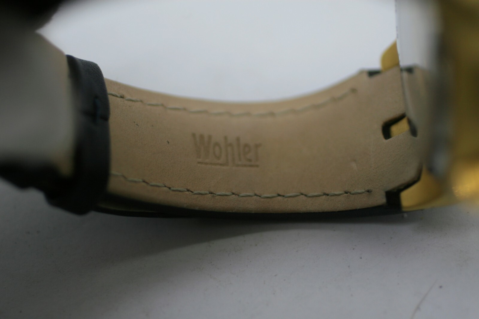 Men's Wohler Automatic Gold Skeleton Dial Blue Genuine Leather Watch W ...