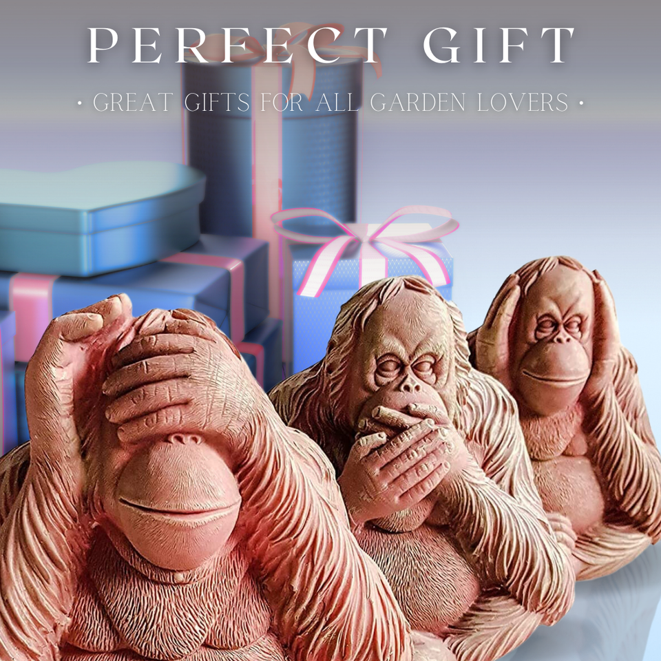 Garden Monkey Ornament Statues 3pc Set See Hear Speak No Evil Large ...