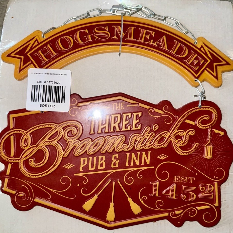 Harry Potter Deathly Hallows Metal Hanging Sign Three Broomsticks Pub ...