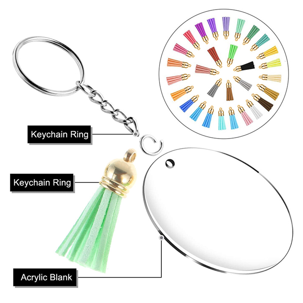 Keychain Making Kit Acrylic Keychains Tassel Pendant Split Key Chain ...