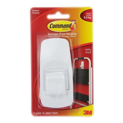 3M Command Damage-Free Hanging Jumbo Hook 1 Hooks 4 Strips 3.4Kg ...