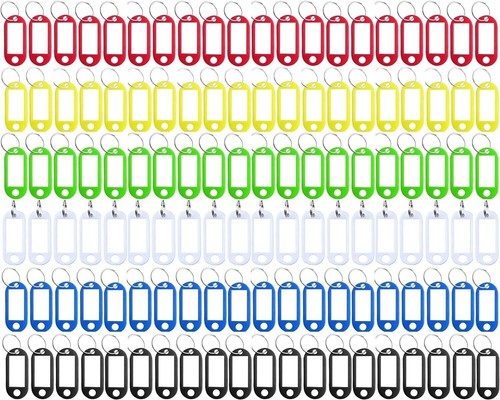 120 Pack Plastic Key Tags with Label Window ID Tag & Split Ring ...