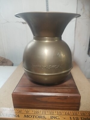 Large approx 13” Copenhagen Skoal Double Sided Spittoon Brass & Wood | eBay