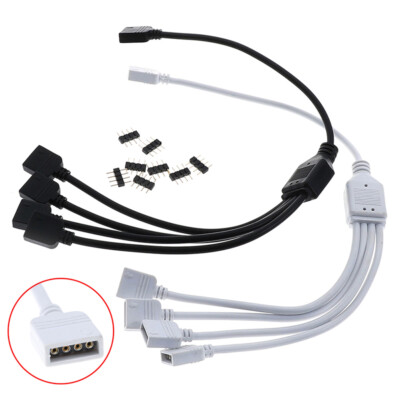 4 Pin RGB Led Connector Cable 1 to 3 RGB 4 Pin LED Extension Splitter ...
