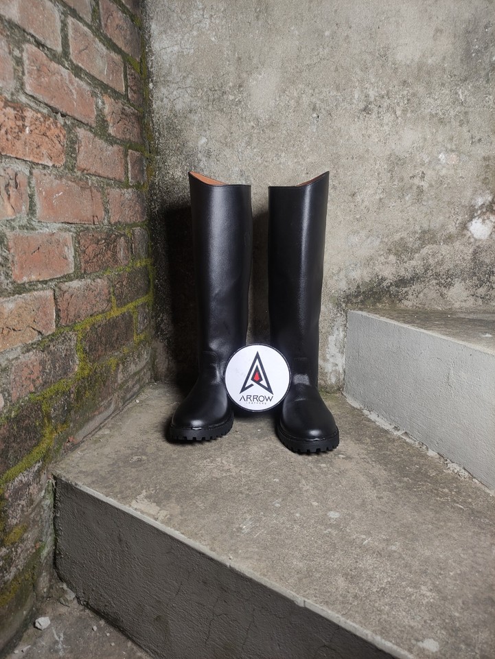 Vintage WWII German Officer Leather Boots Black Knee-High Riding Boots ...