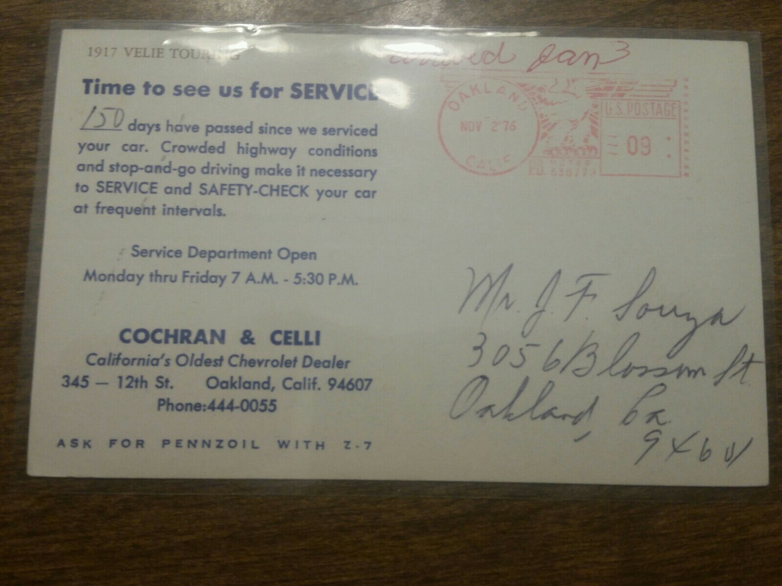 Cochran & Celli Chevrolet Service Postcard | eBay