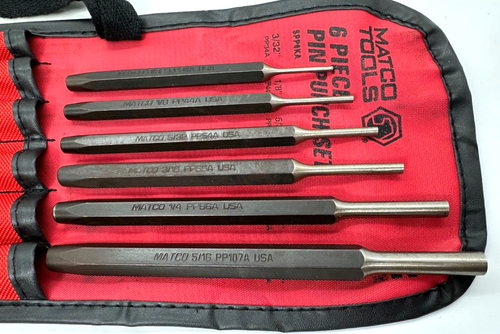 🇺🇸 NEW MATCO Tools USA Pin Punch Set Lot Straight Roll Red Storage ...