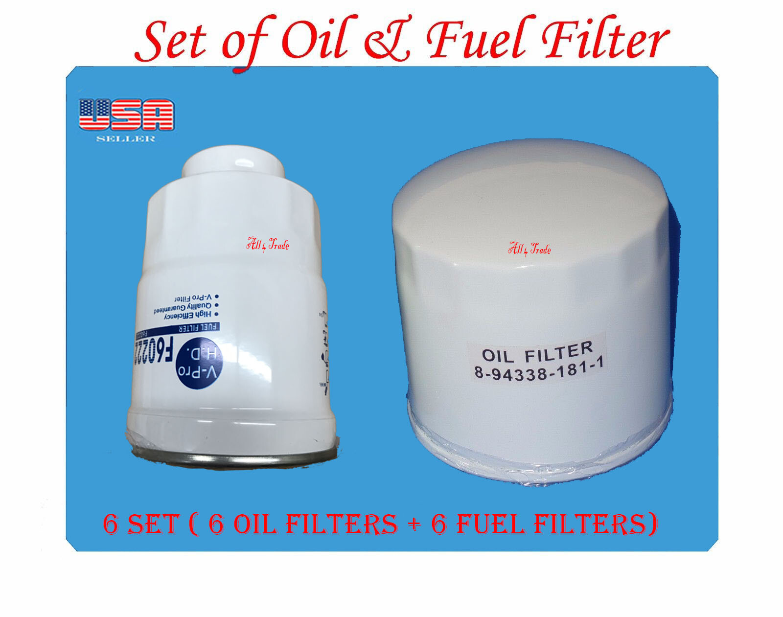 6 Set of Engine Oil Filter & Fuel Filter Fits: Chevrolet GMC Isuzu 5.2L ...