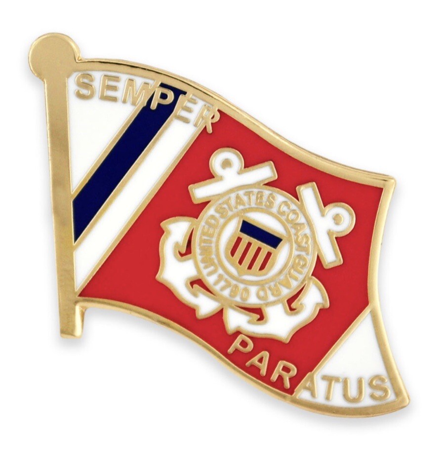 US Coast Guard USCG Flag Emblem Pin Lapel Tie Necktie Tack Statesman ...